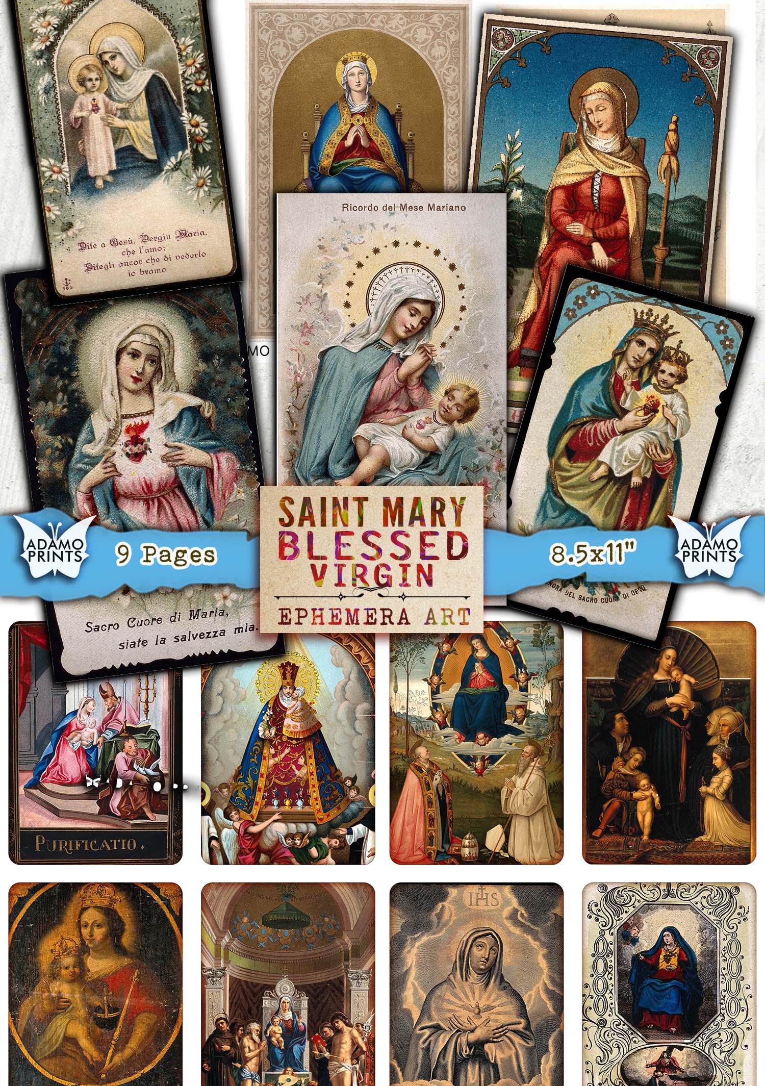 Vintage Saint Mary Holy Cards: Ephemera Collage Sheet (digital Download ...