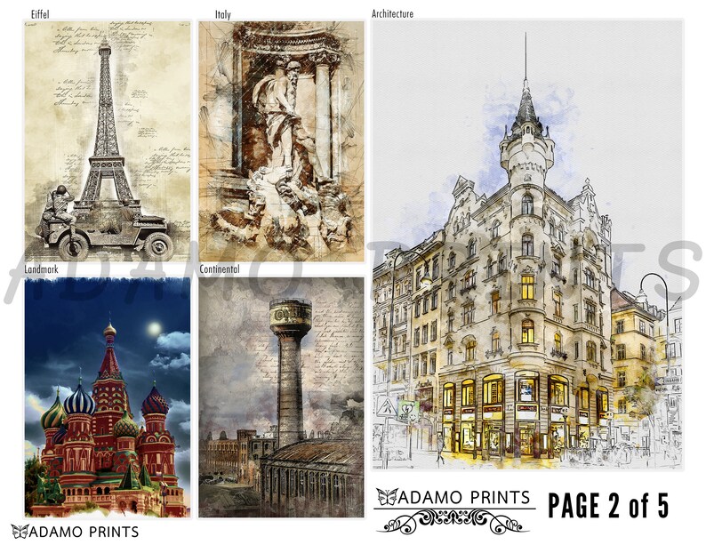 The World History, Travel, Digital Images, Collage Sheets, Postcard ...