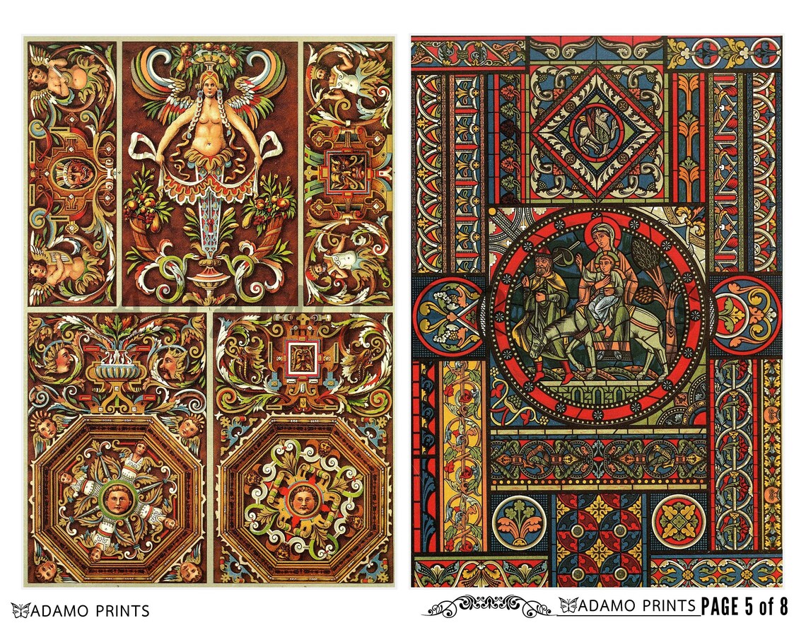 The Treasure Ornament Pattern Set2, Antique Wallpaper Digital, Paper ...