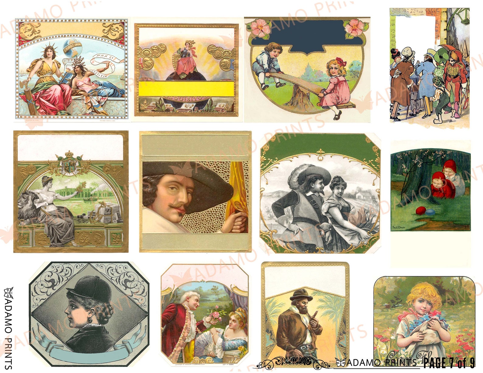 Victorian Label People Label Blank Labels Art Deco Collage - Etsy