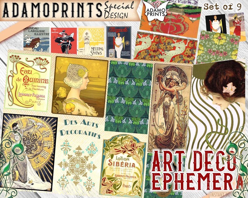 Art Deco Ephemera Vintage Art Ephemera Classic Digital - Etsy