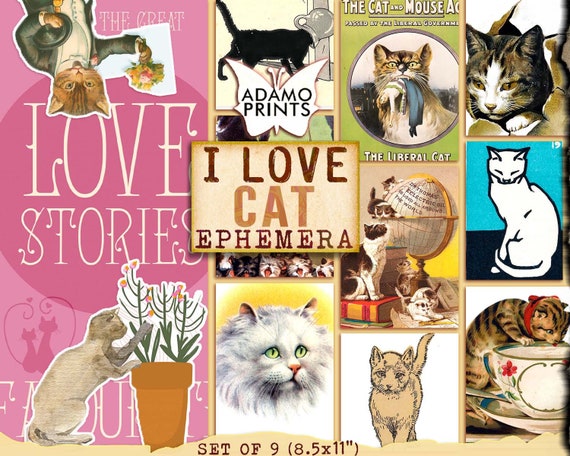 I Love Cat Photos Printable Images Vintage Art Ephemera - Etsy
