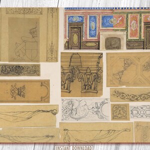 Interior Design Paper Set2, Shabby, Junk Journaling Kit, Paper for ...