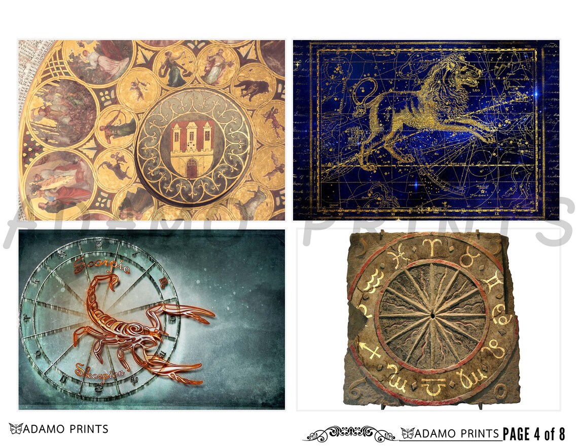 Vintage Astrology Zodiac Astronomy Digital Images Vintage | Etsy