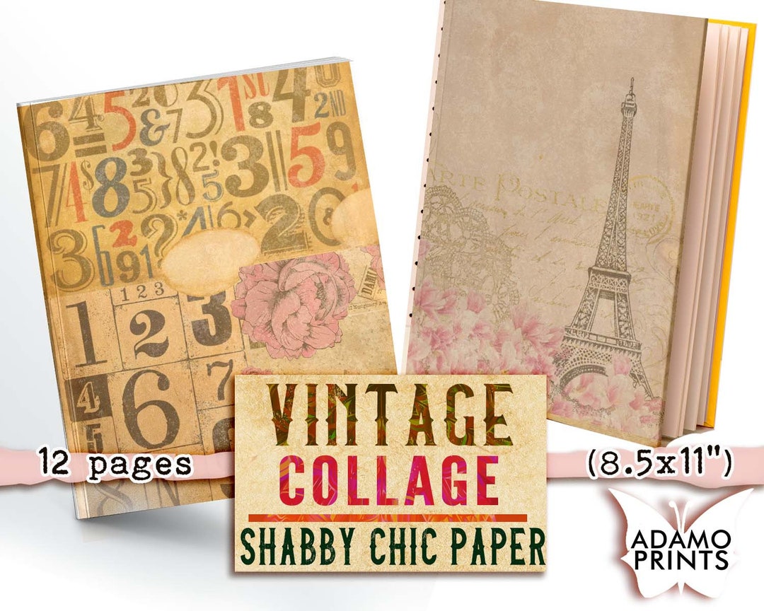 SHABBY CHIC Vintage Collage Paper, Cover Paper, Grunge, Printable ...