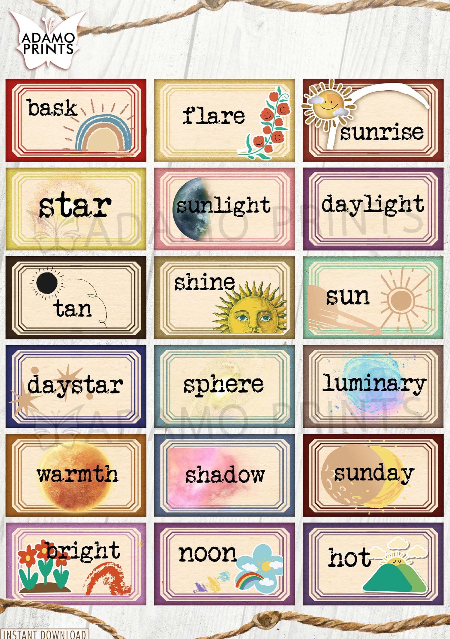 Sun Journal Words Junk Journaling Words Journal Prompts - Etsy