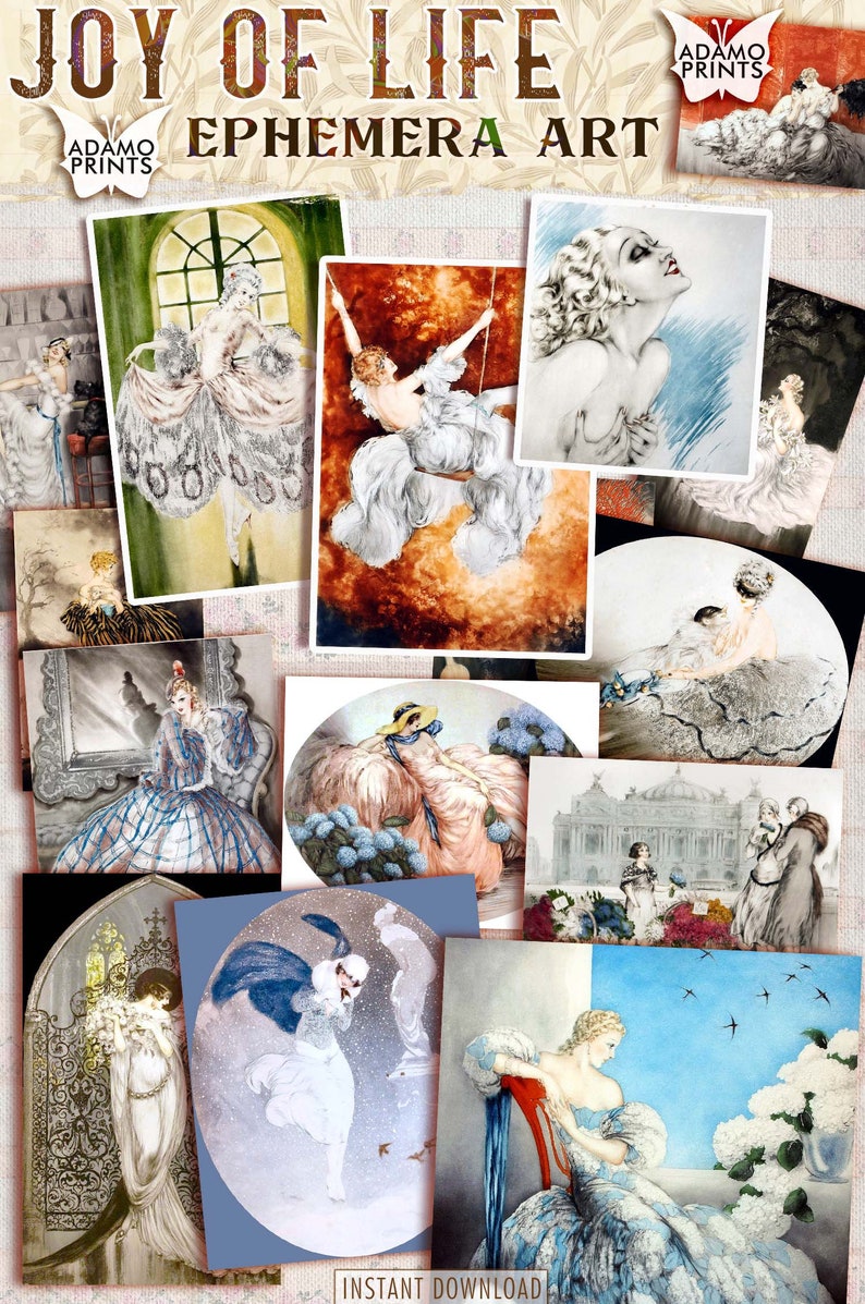 Joy of Life by Louis ICART Women Digital Ephemera Classics - Etsy