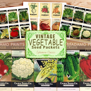 Vintage Vegetable Seed Packets, Digital Images, ATC, Plants, Scrapbook ...