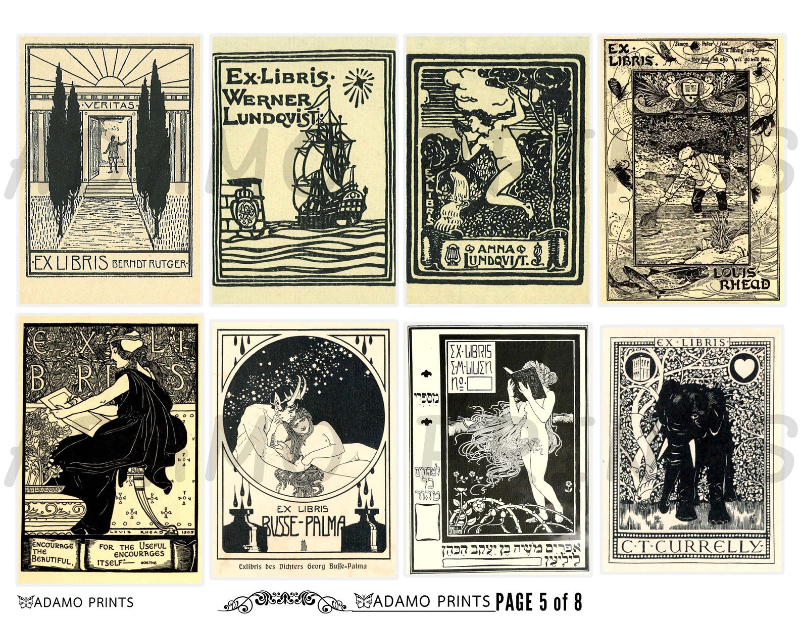 Ex Libris Digital Bookplate Printable Bookplates Ephemera - Etsy