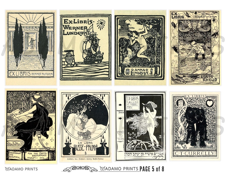 Ex Libris Digital Bookplate Printable Bookplates Ephemera | Etsy