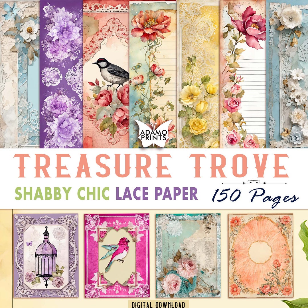 Treasure Trove BUNDLE Shabby Chic Lace Paper Junk Journal Paper ...