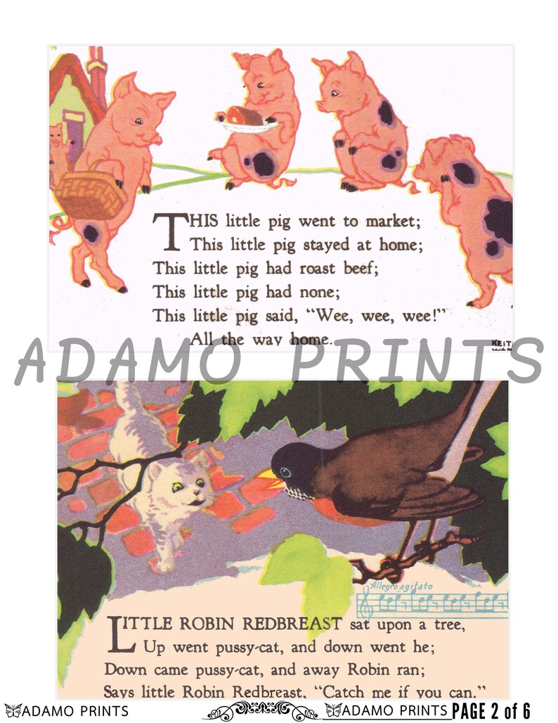 Classic Nursery Rhymes Children Digital Book Ephemera | Etsy
