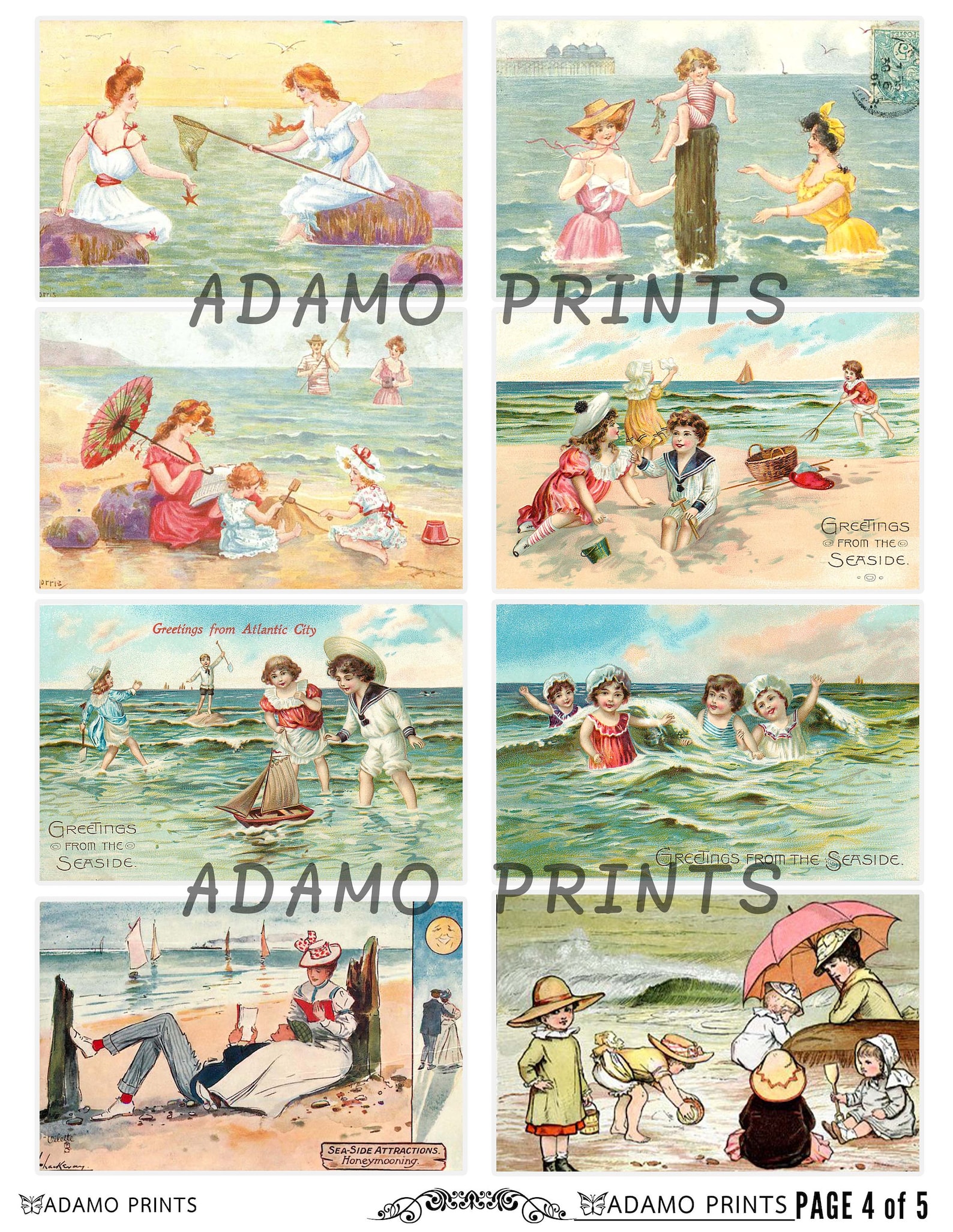 At the Beach Ephemera Classics Digital Sea Ocean - Etsy
