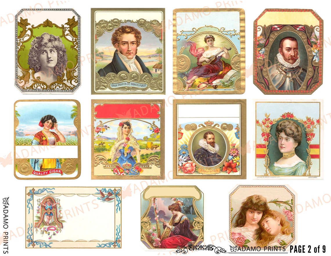 Victorian Label People Label Blank Labels Art Deco Collage - Etsy