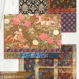 Collage Textile Pattern, Junk Journaling Kit, Paper for Journal Kit ...