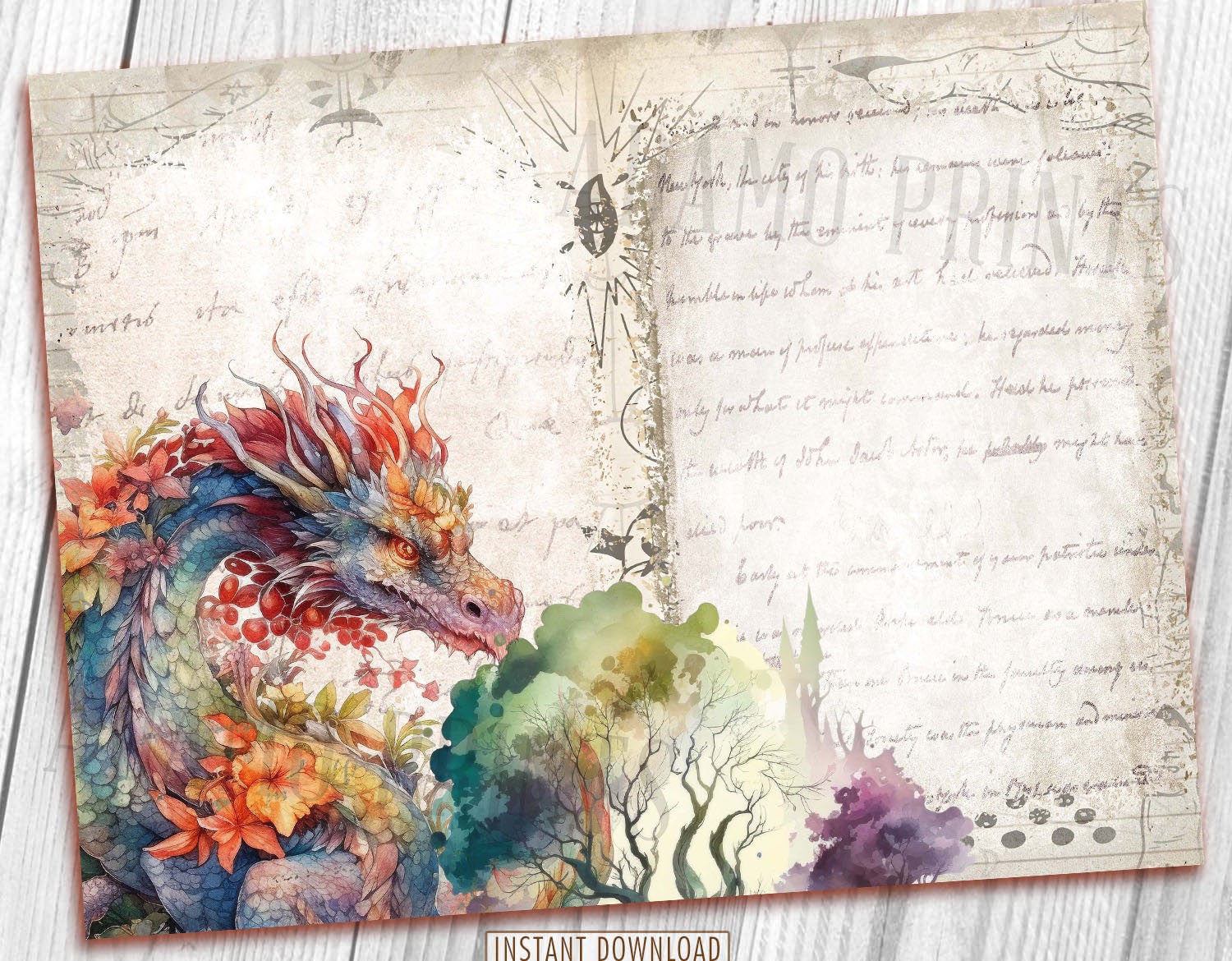 Dark Dragon Book of Shadow Journal Pages, Blank & Lined, Magic Spell ...