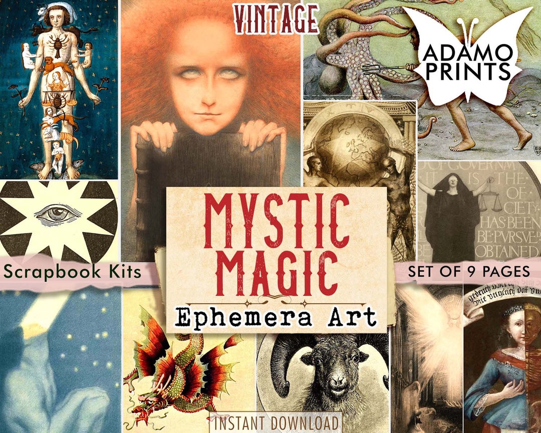 Mystic Magic, Ephemera Journal, Digital Art, Collage Sheet, Digital Kit ...