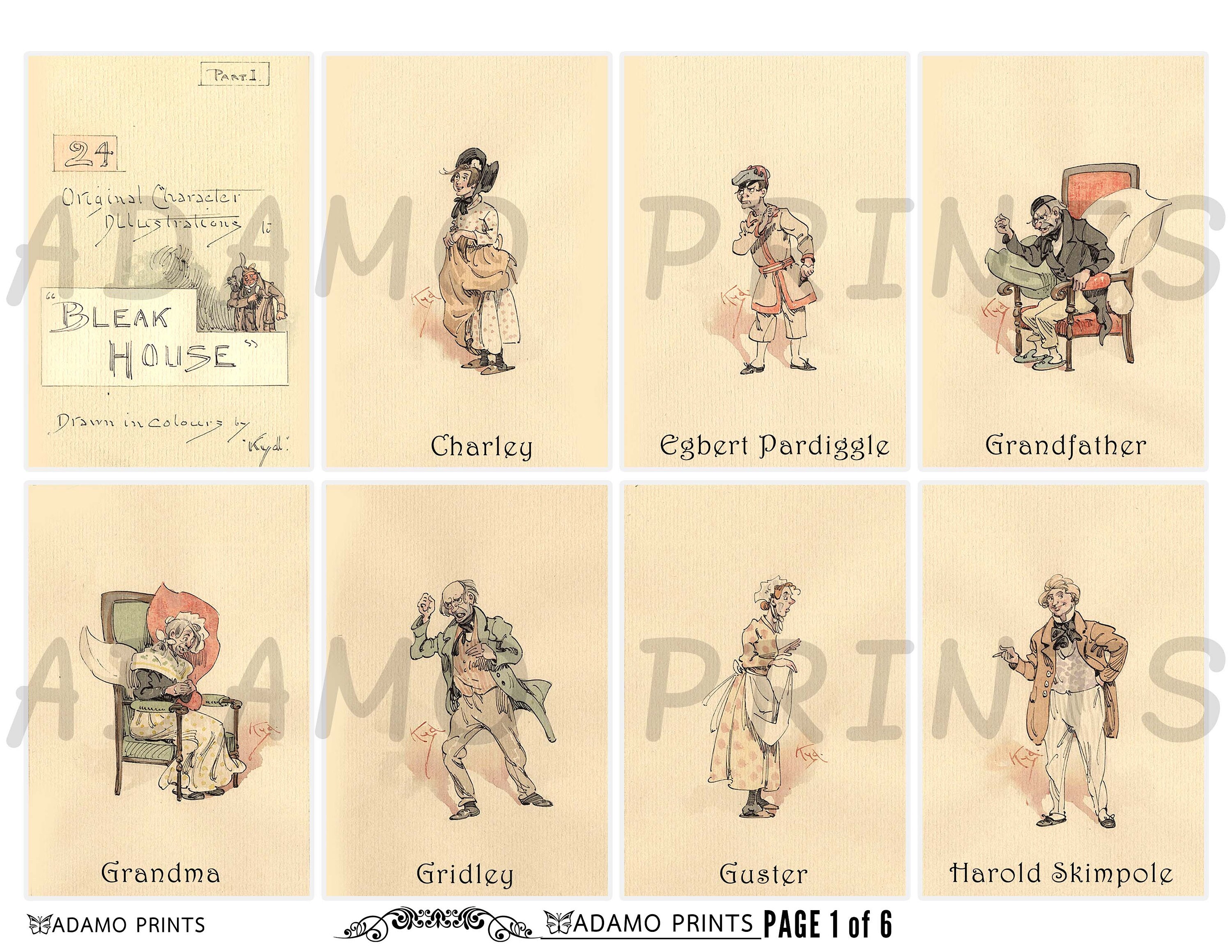Charles Dickens Characters by Kyd Set2 Ephemera Classics | Etsy
