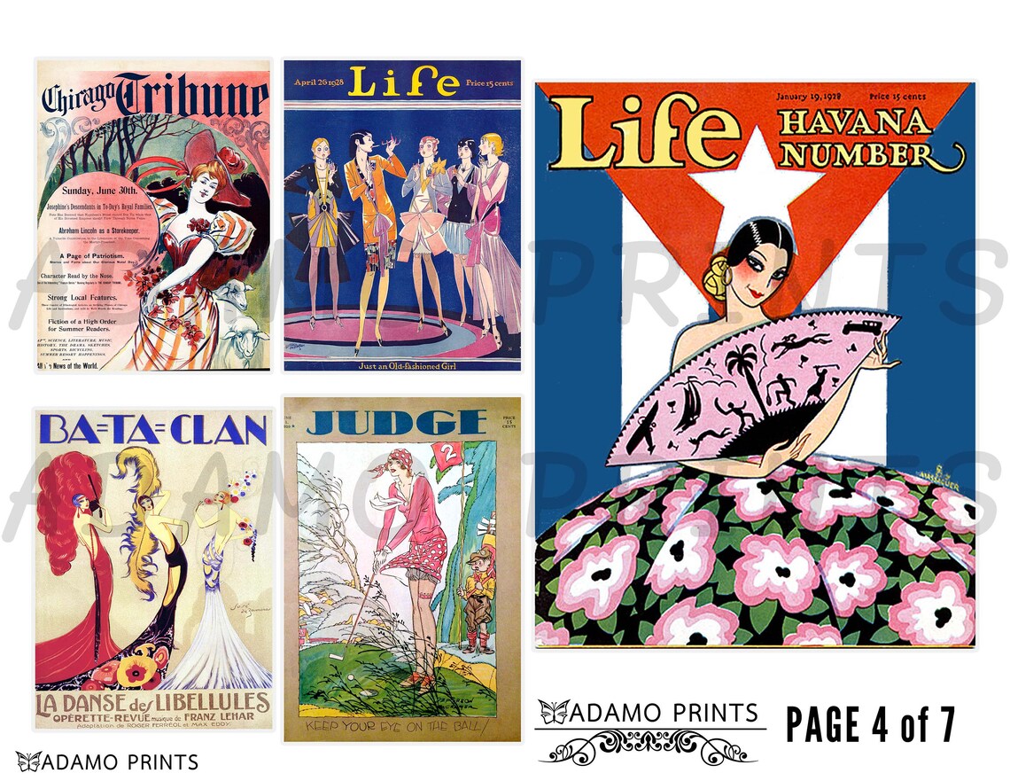 Old Fashion Magazine Cover Magazine Digital Vintage Art - Etsy