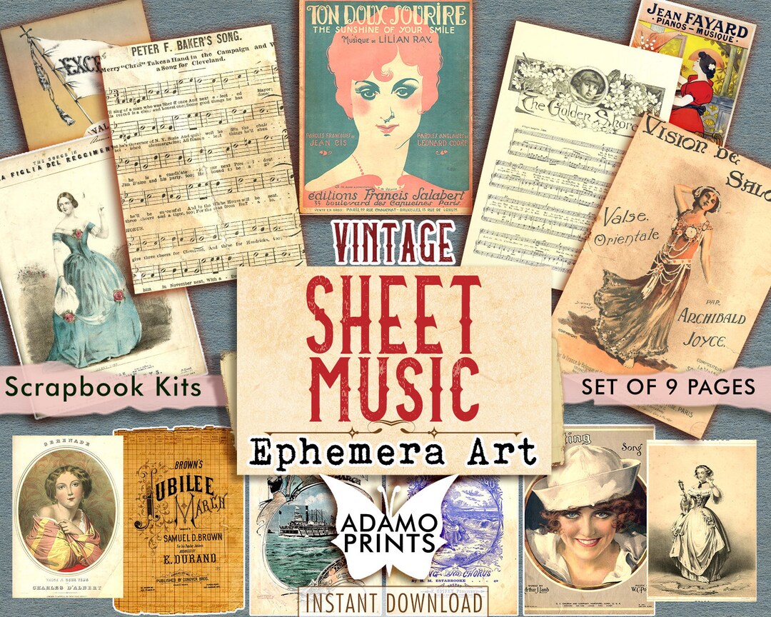 Vintage Sheet Music, Cover, Collage Sheets, Digital Images, Collage ...
