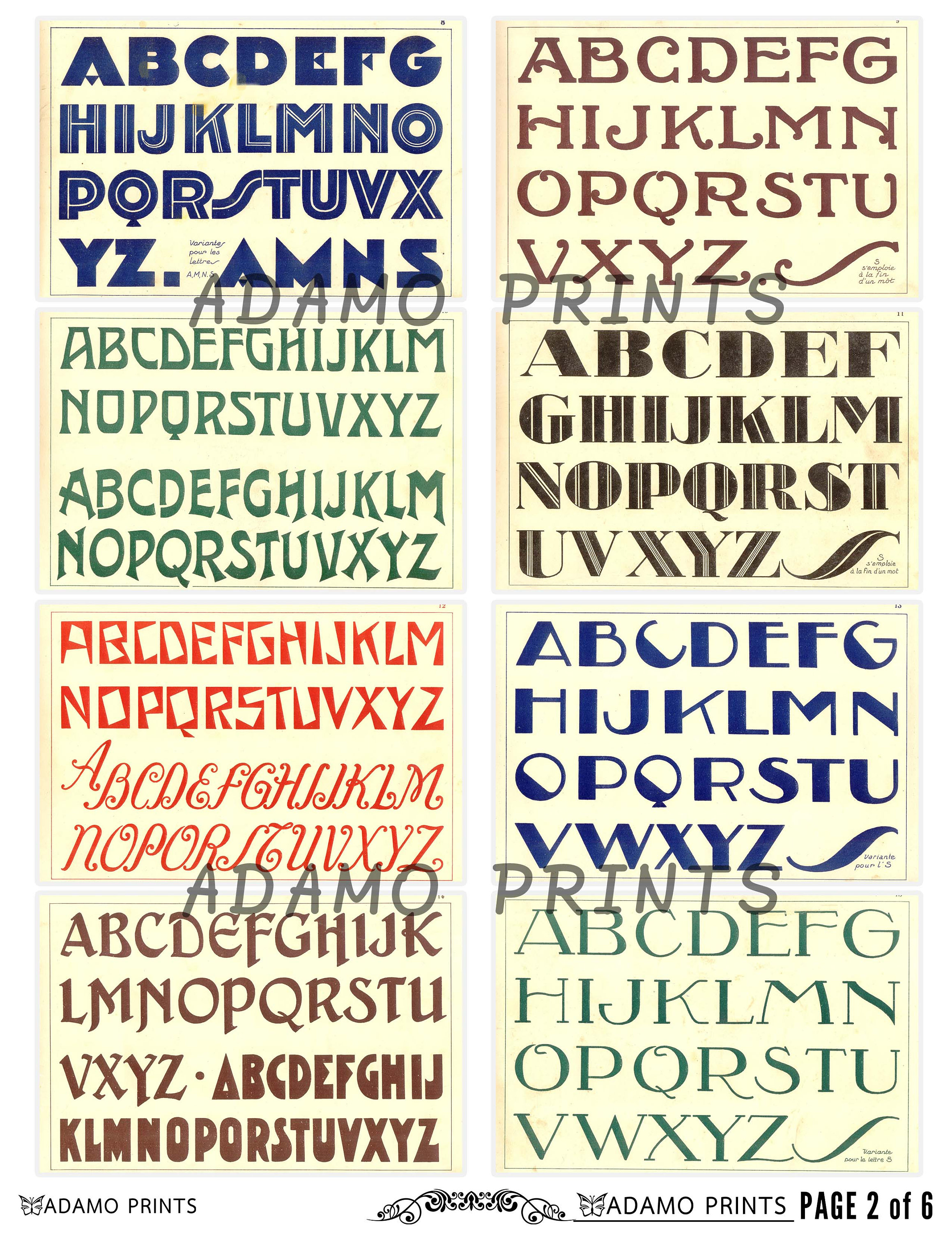 Decorative French Alphabet Set2 Alphabet Digital Rare Book | Etsy