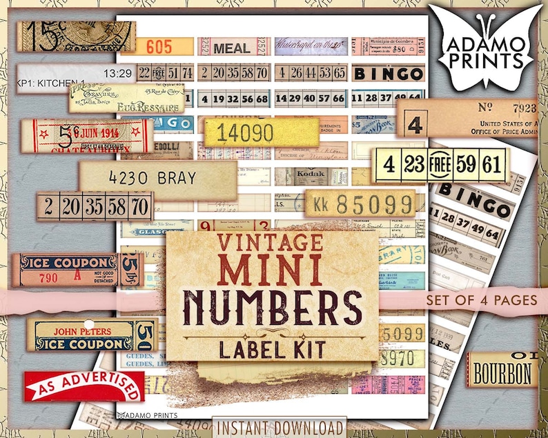 Vintage Mini Number Label Kit Ephemera Number Junk - Etsy