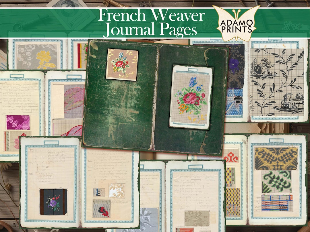 Vintage French Weaver Journal Pages: Floral Textile Ephemera (PDF & JPG ...