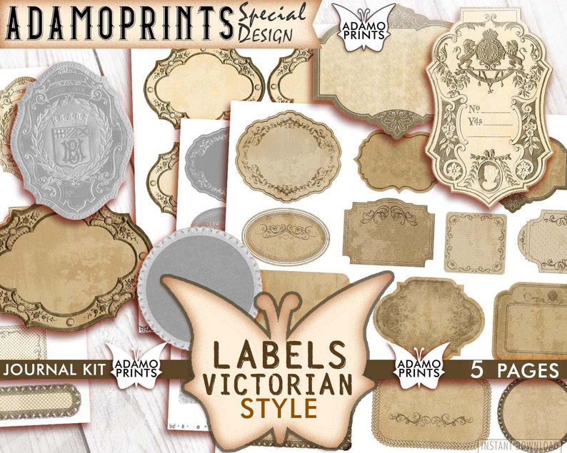 Labels Victorian Style Blank Labels Digital Labels Collage - Etsy