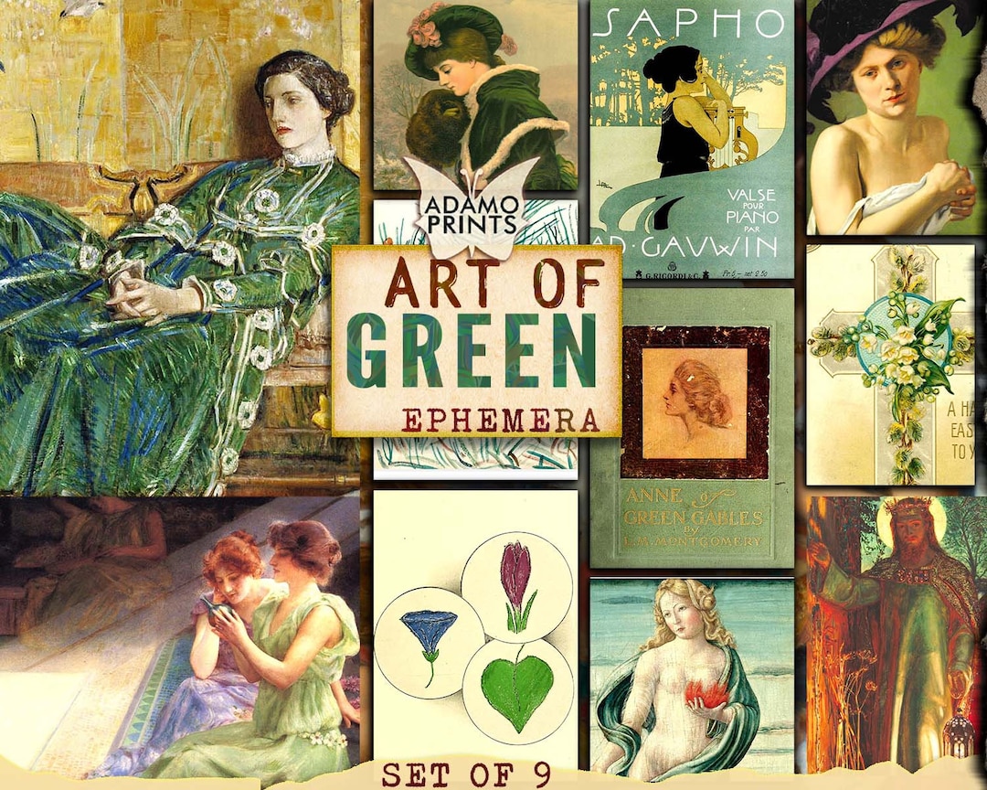 Art of Green, Victorian, Ephemera Classic, Digital Images, Junk Journal ...