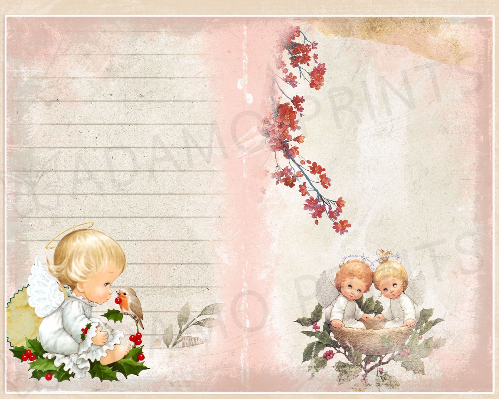 Angel Baby Journal Kit Journal Page Collage Sheets Digi - Etsy