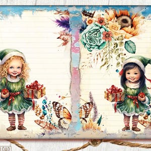 Christmas Elf Journal Pages, Holiday Journal Kits, December, Festive ...