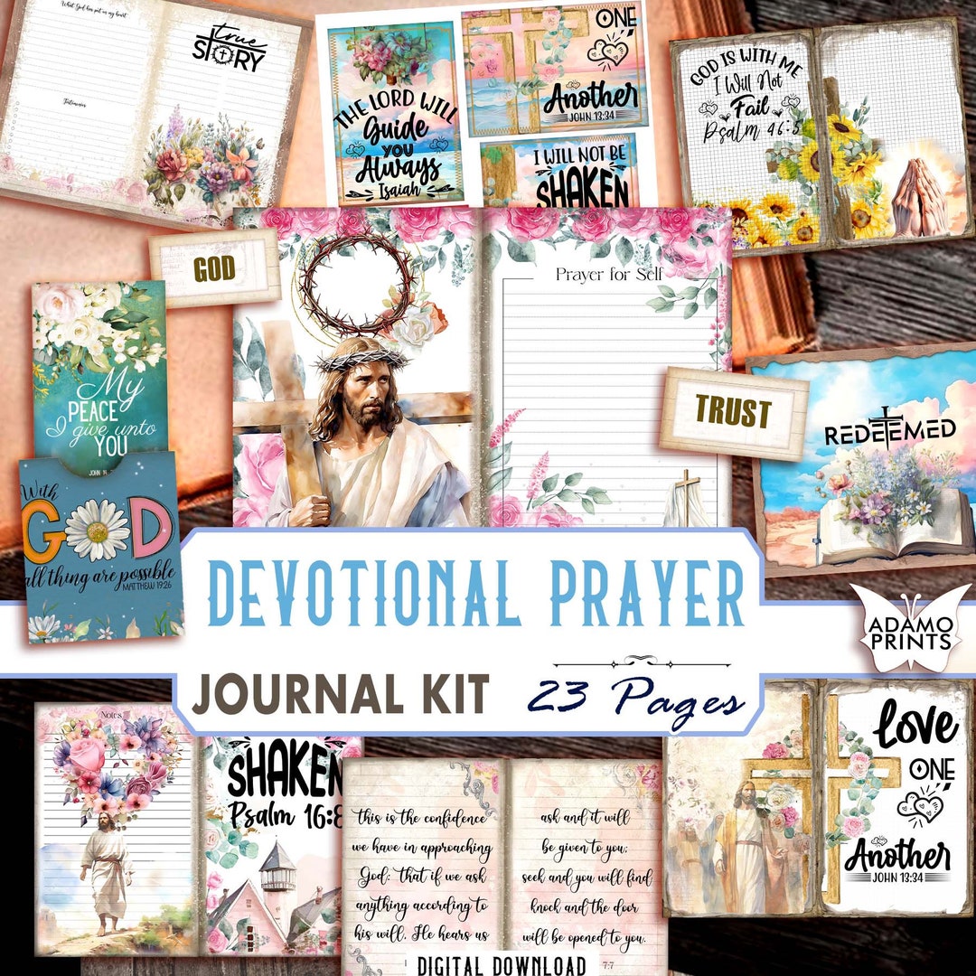 Devotional Prayer Journal Kit God Faith Journal Jesus Collage Sheets ...