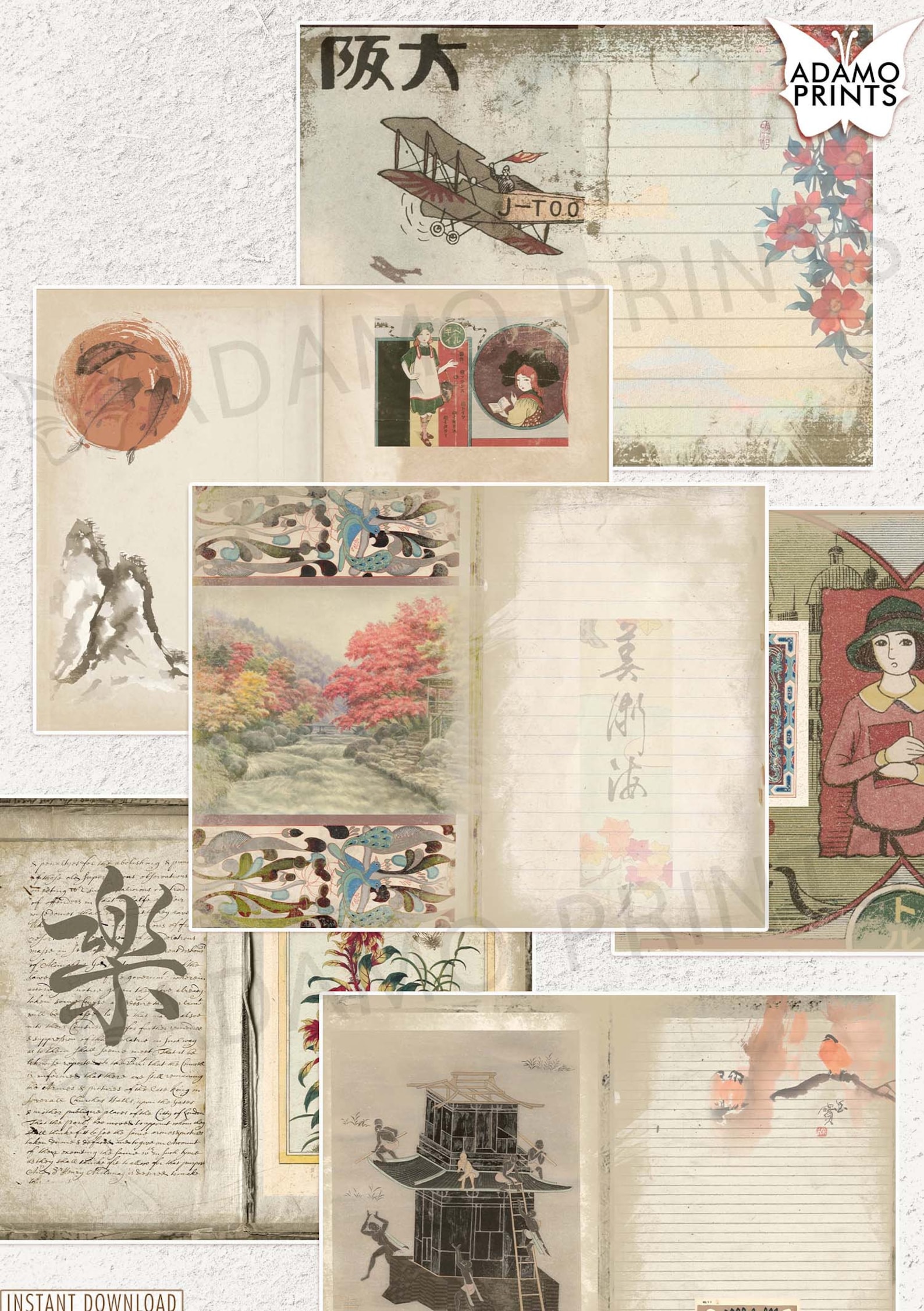 Vintage Japan Journal Kit Japanese Journal Page Asian | Etsy