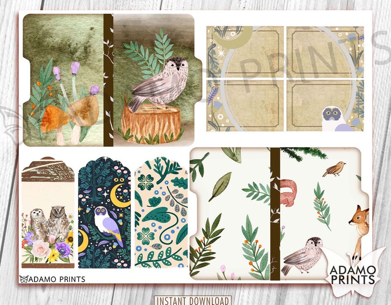 Forest Owl Journal Kit, Blank & Lined Page, Woodland, Collage Sheets ...