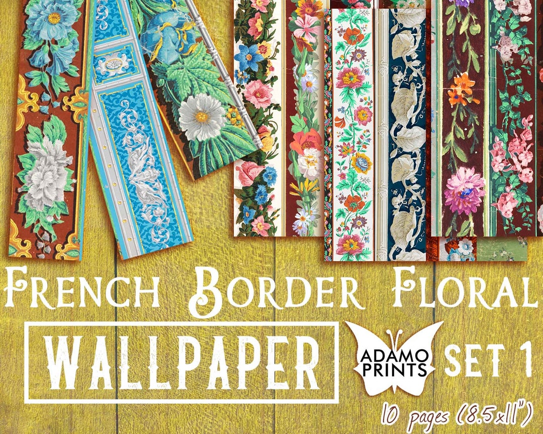 French Border Floral Wallpaper Set1, Pattern, Junk Journaling Kit ...