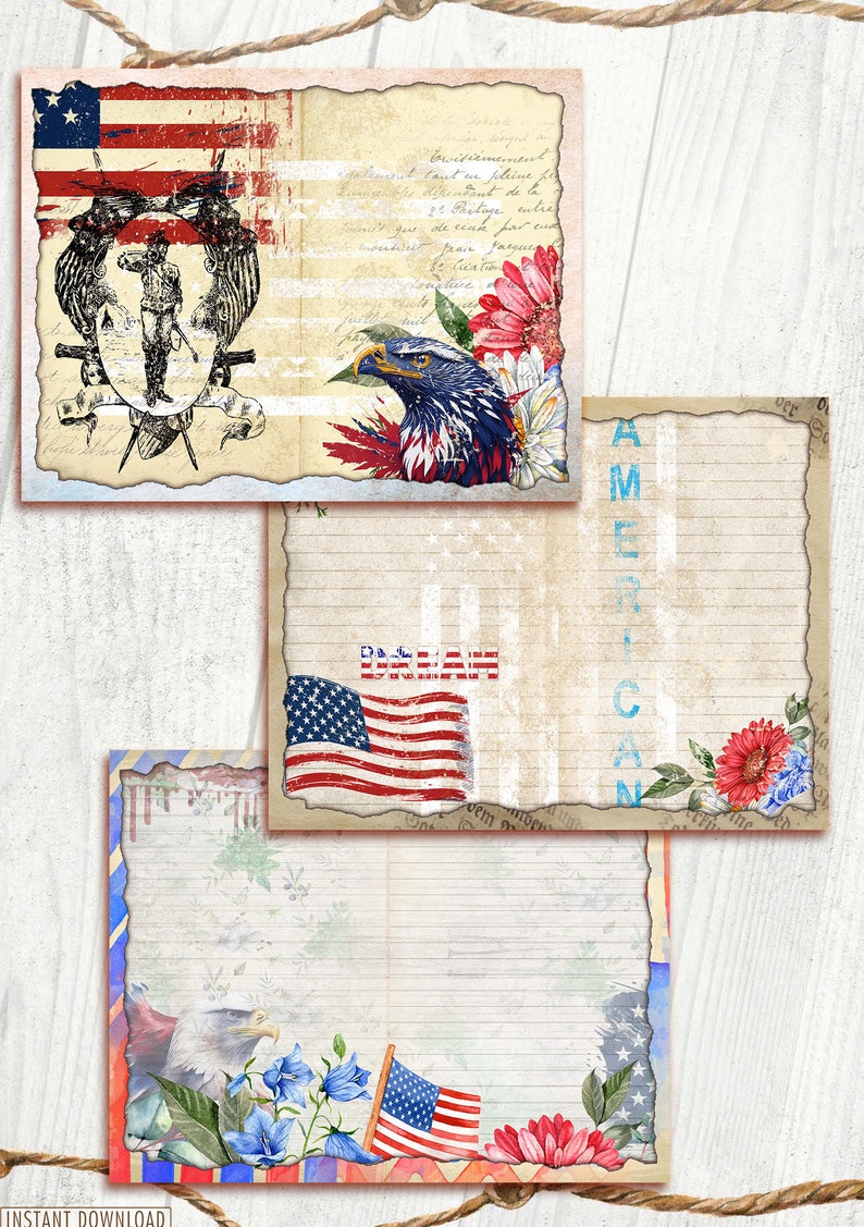 4th of July Journal Kit, Independence Day, Journal Page, Blank & Lined ...