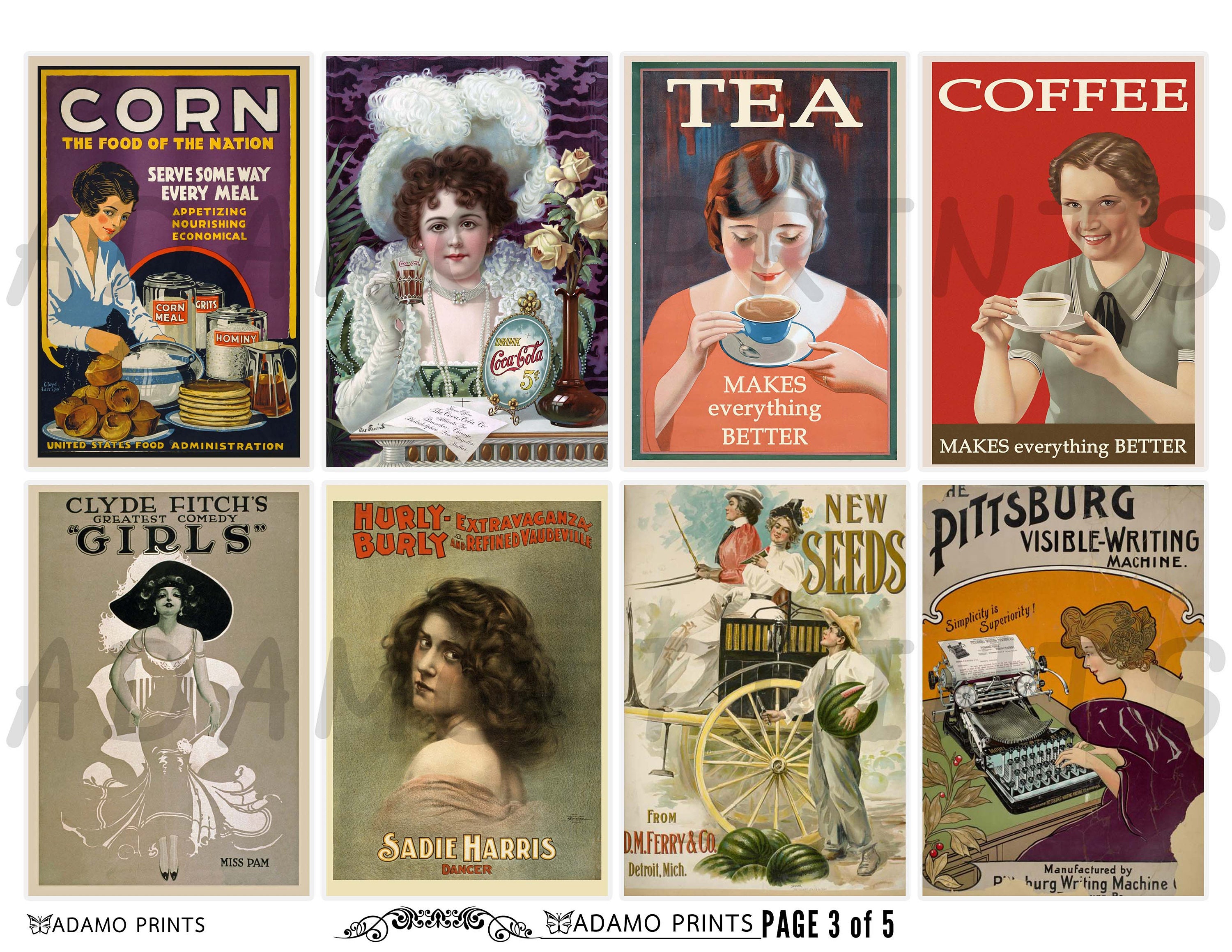 Vintage Women Poster, Vintage Images, Ephemera, Digital Collage, ATC ...