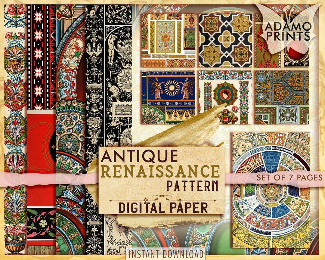 Antique Renaissance Pattern, Antique Wallpaper Digital, Ephemera ...