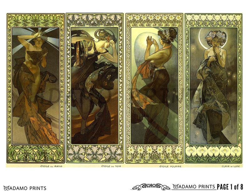 Moonlight in Art Vintage Moon Moon Ephemera Art Deco ATC - Etsy