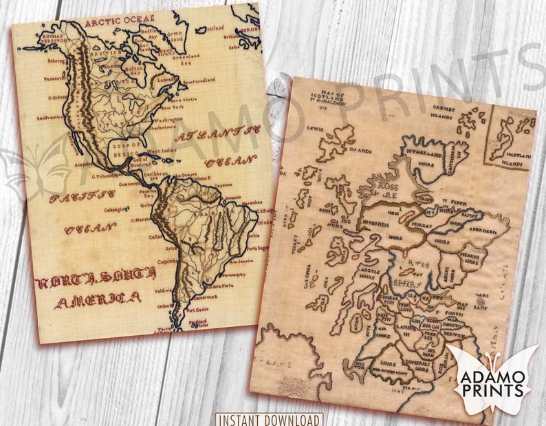 Antique Map Embroidery Pattern, Printable Paper Pack (digital Download ...