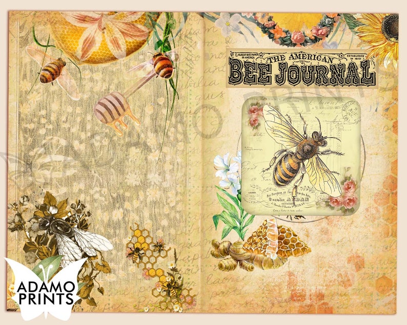 Honey Bee Journal Kit, Busy Bee, Beekeeper, Journal Page, Collage ...