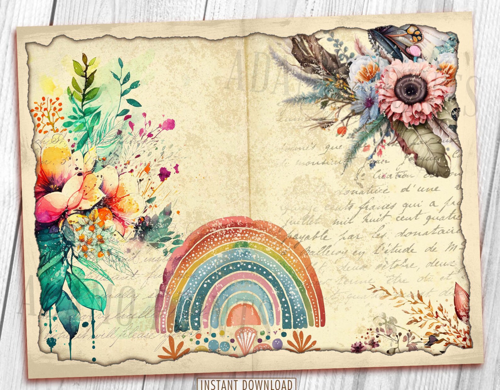 Boho Princess Junk Journal Pages, Journal Kit, Women, Bohemian, Flower ...