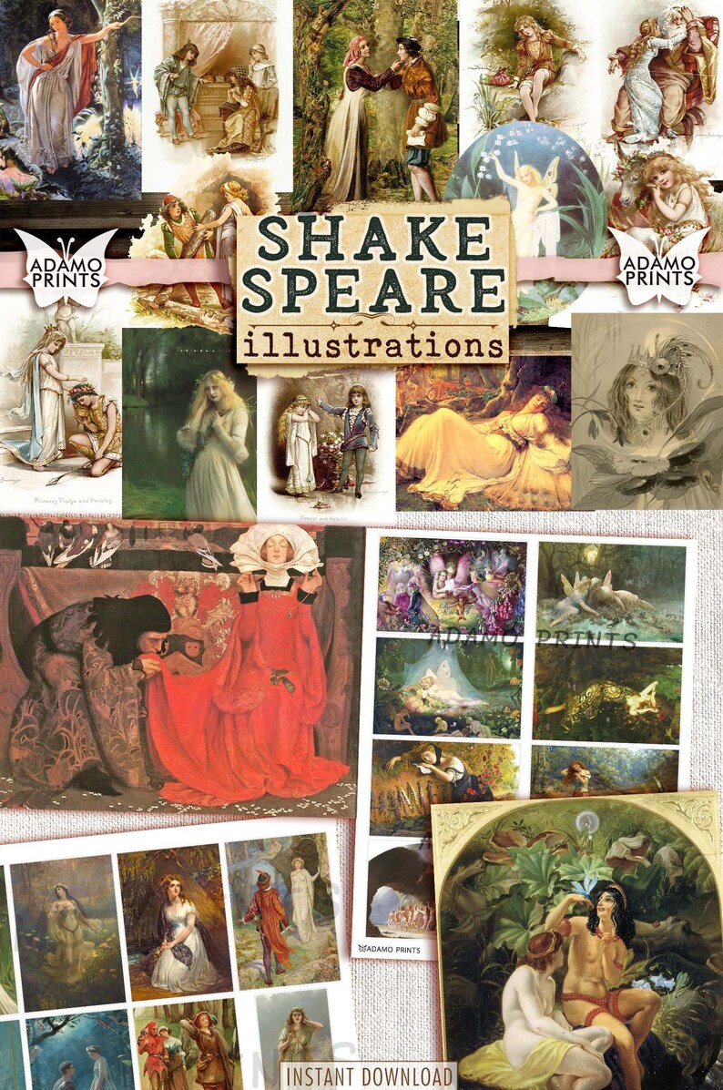 Shakespeare Illustrations Digital Images Ephemera Classics - Etsy