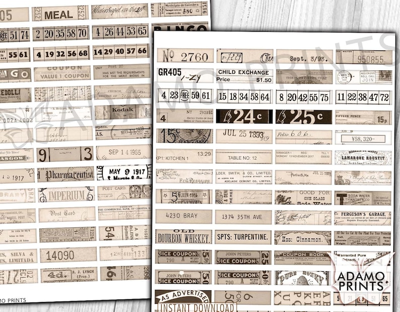 Vintage Mini Number Label Kit Ephemera Number Junk | Etsy