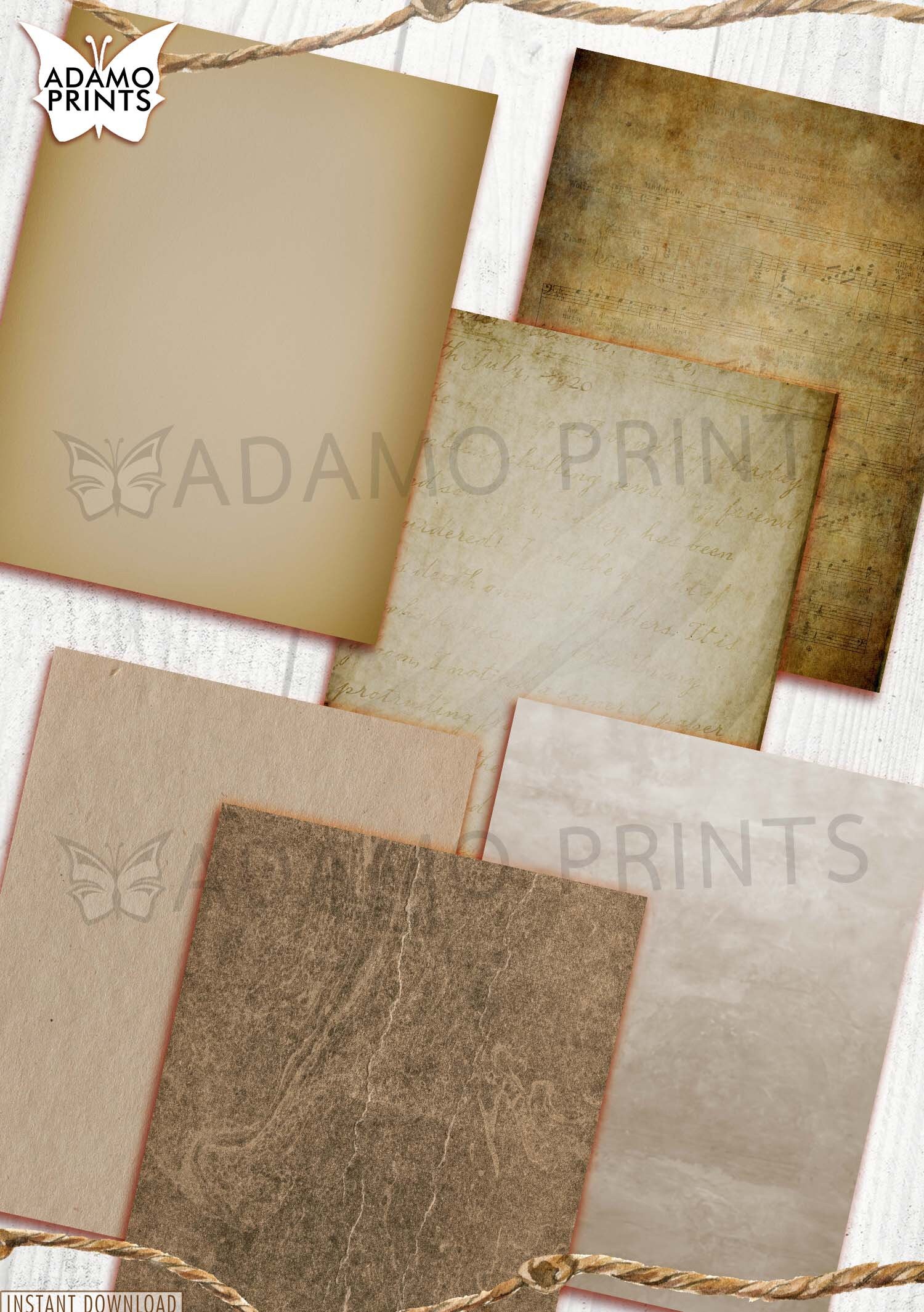40 Vintage Paper Textures, Old Paper Digital, Paper Pack, Junk Journal ...