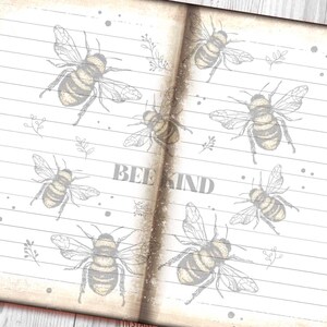 Floral Honey Bee Journal Pages, Busy Bee Journal Kit, Beekeeper Collage ...