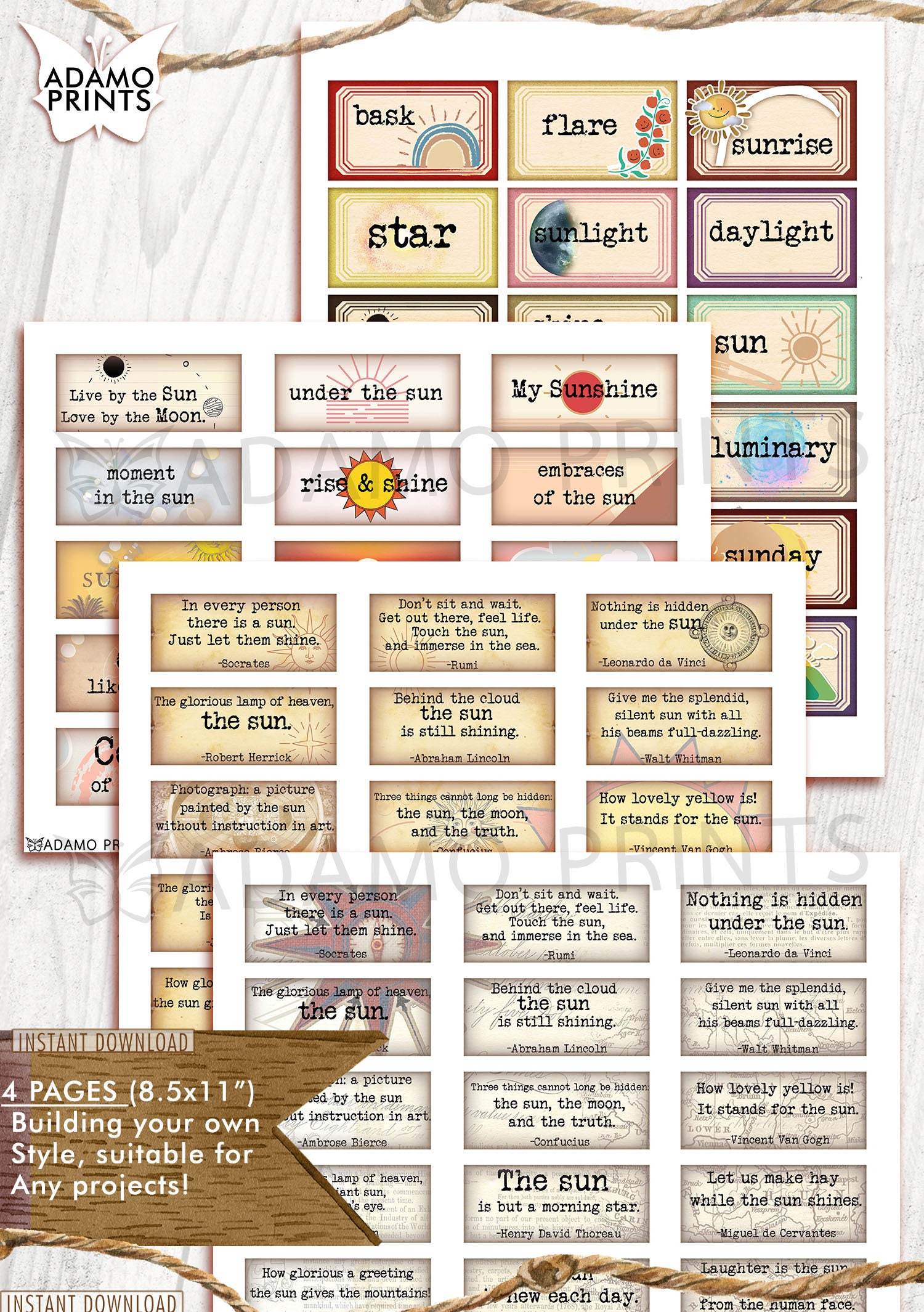 Sun Journal Words Junk Journaling Words Journal Prompts - Etsy