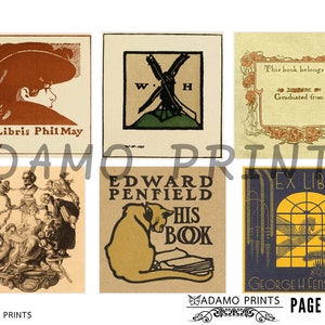 Loads of Color Bookplate Set1, Printable Bookplates, Ephemera Kit ...