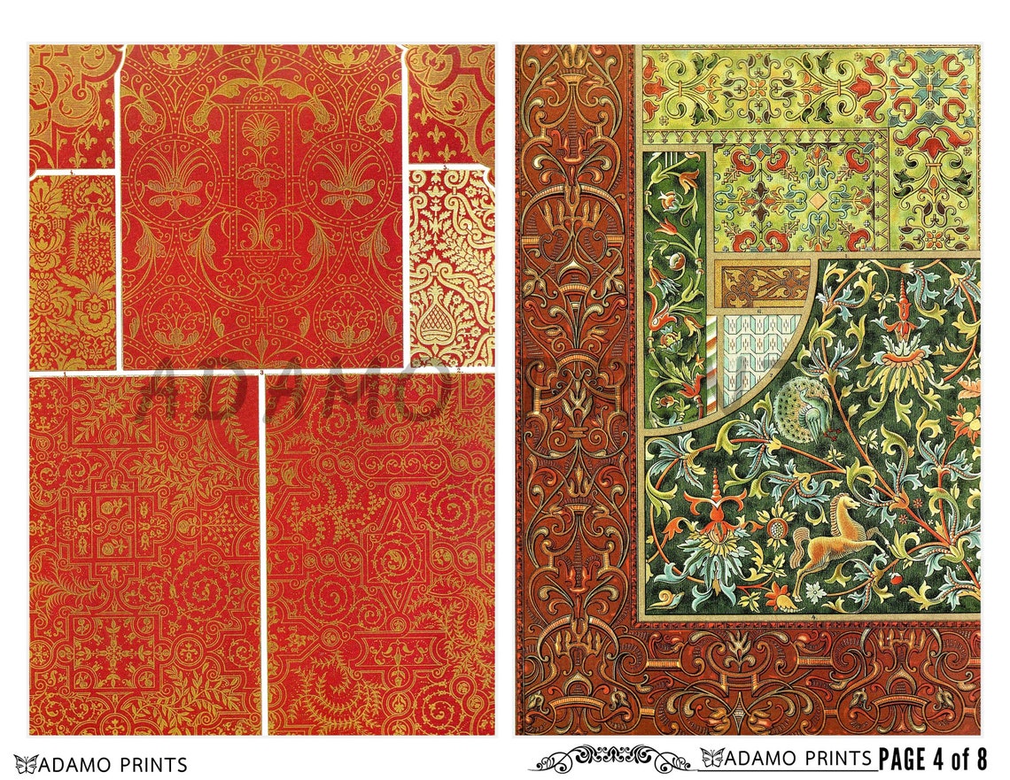 The Treasure Ornament Pattern Set2, Antique Wallpaper Digital, Paper ...