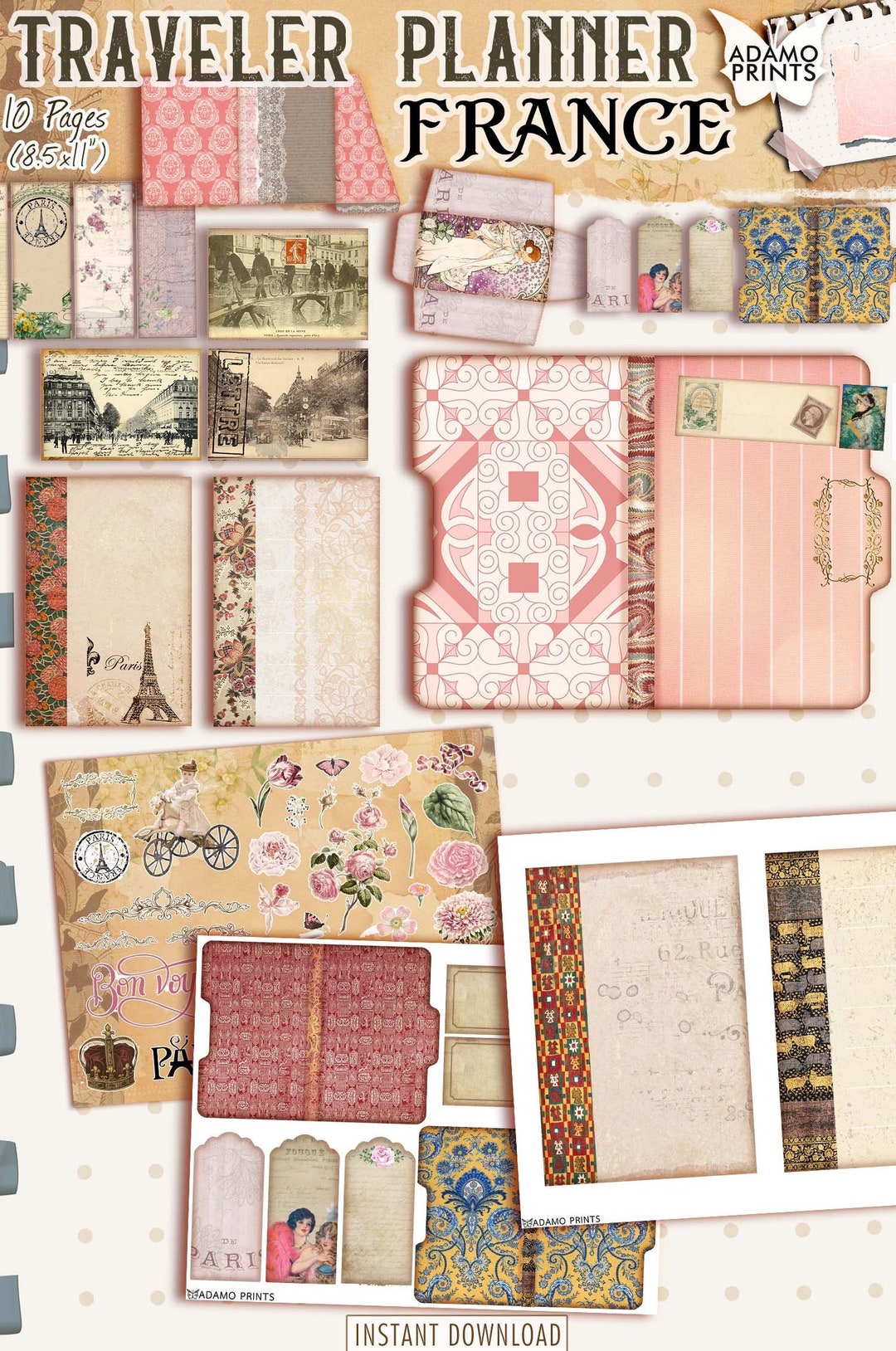 Traveler Planner France Journal Kit, File Folders, Stationery Kit ...